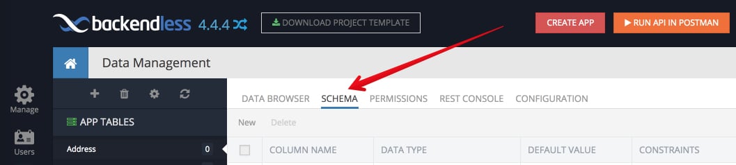 How To Define A Data Table Schema In Backendless Console