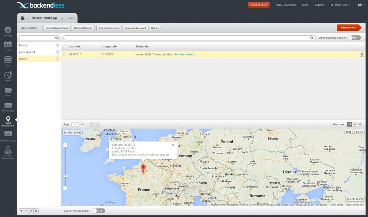 How to Add Geopoints With Related Data Objects | Backendless