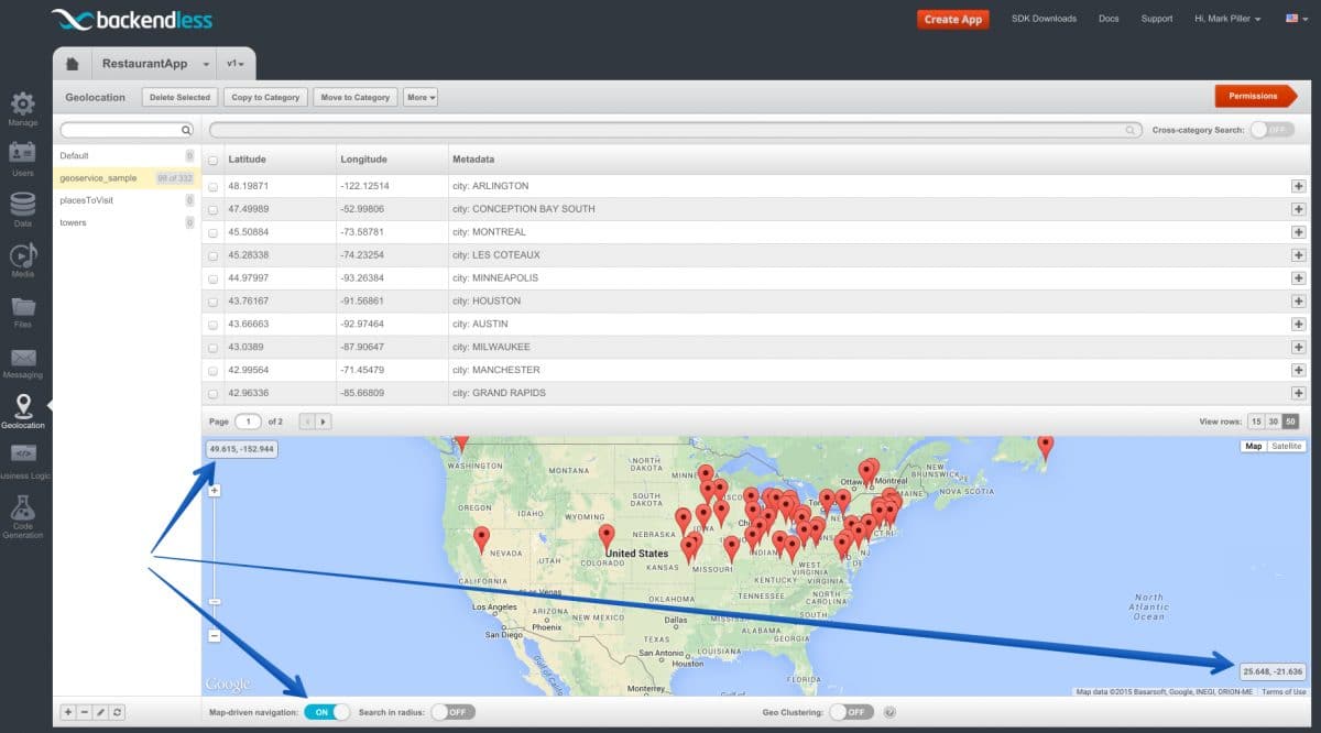 How to Search for Geopoints in a Rectangular Area | Backendless