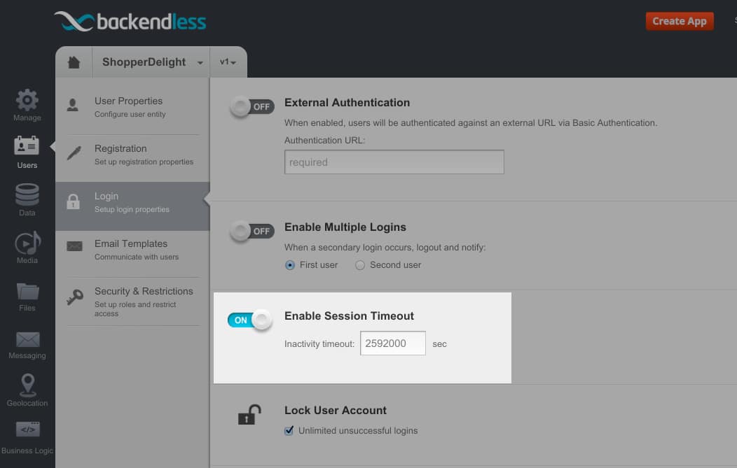 How to Customize Session Timeouts | Backendless
